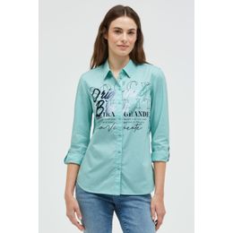 Langarmbluse SOCCX, Damen, Gr. L, misty mint, Popeline, Material: 100% Baumwolle, bedruckt, regular fit normal, hoch geschlossener Ausschnitt, &Auml;rmel mit &Auml;rmelschlitz Umschlagsaum, Blusen, im Turn-Up-Look