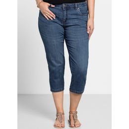 sheego Damen 5-Pocket-Jeans, blau, Gr. 58, unifarben, 75% Baumwolle, 24% Polyester, 1% Elasthan, Jeans