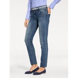 Damen Bequeme Jeans, blau, Gr. 18, Linea Tesini BY HEINE, unifarben, 95% Baumwolle, 3% Polyester, 2% Elasthan, Jeans