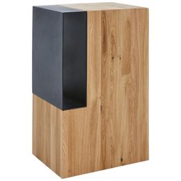 Valnatura Beistelltisch, Schwarz, Eiche, Holz, Metall, Eiche, massiv, rechteckig, Sockel, 28x60x38 cm, Stauraum, offenes Fach, einfacher Aufbau, Wohnzimmer, Wohnzimmertische, Beistelltische, Beistelltische Metall