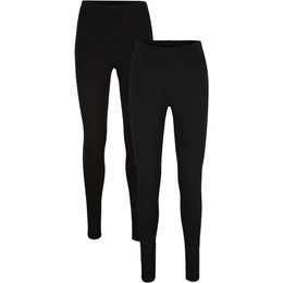 bonprix Damen Leggings, schwarz, Gr. 52, unifarben, Web, Obermaterial: 95% Baumwolle, 5% Elasthan, Hosen, im 2er Pack