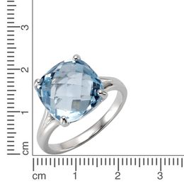 ZEEme Damen Fingerring "Silber 925 rhodiniert mit Blautopas (beh.) 12mm", 054 (17,2), Silber 925 (Sterlingsilber), wei&szlig;, Silber 925 (Sterlingsilber),