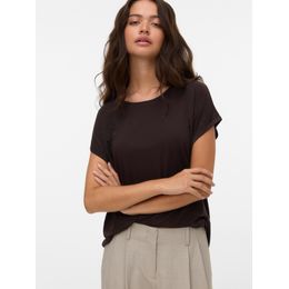 V&eacute;ro Moda VERO MODA Damen Rundhalsshirt "VMAVA PLAIN SS TOP GAJRS NOOS", braun, Gr. S, unifarben, Jersey, Obermaterial: 95% Lyocell, 5% Elasthan, Shirts,