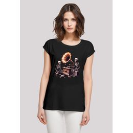 F4NT4STIC Damen T-Shirt "Gothic Skeleton Vintage Plattenspieler", schwarz, Gr. S, Obermaterial: 100% Baumwolle, Shirts, Premium Qualit&auml;t