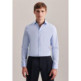 Seidensticker Herren Businesshemd "Schwarze Rose", blau, Gr. 42, kariert, 100% Baumwolle, Hemden, Slim 1/1 Kentkragen Karo