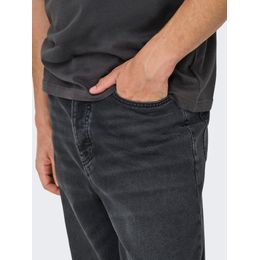 Only & Sons ONLY & SONS Herren Relax-fit-Jeans "ONSFADE LOOSE BOX TAI DNM MU OTL"washed schwarz, Gr. 32, Abriebeffekte, Denim/Jeans, Obermaterial: 100%