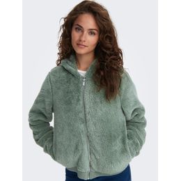 Only Damen Kapuzenpl&uuml;schjacke "ONLNEWANNA CONTACT SHERPA JKT OTW NOOS", gr&uuml;n, Gr. M, unifarben, Pl&uuml;sch, Obermaterial: 100% Polyester, Jacken