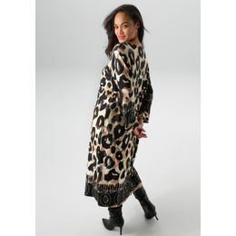 ANISTON PLUS Damen Jerseykleid, braun, Gr. 50, gemustert, Milano Rib, Obermaterial: 70% Viskose, 25% Polyester, 5% Elasthan, Kleider, in