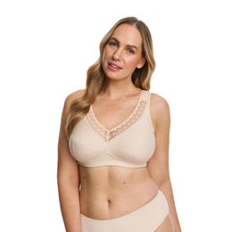B&uuml;gelloser BH SuSa "Print", Damen, Gr. 95, Cup E, pure, beige, Obermaterial: 54% Polyamid, 35% Baumwolle, 11% Elasthan, gemustert, BHs, mit Spitze