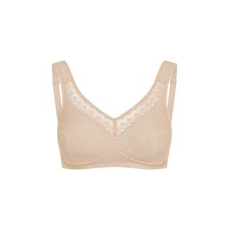 SuSa Damen B&uuml;gelloser BH "Print", Gr. 100pure, beige, Obermaterial: 54% Polyamid, 35% Baumwolle, 11% Elasthan, gemustert, BHs, mit Spitze