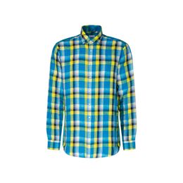 Seidensticker Herren Businesshemd "Regular", blau, Gr. 45, kariert, 100% Leinen, Hemden, Regular 1/1 Button-Down-Kragen Karo