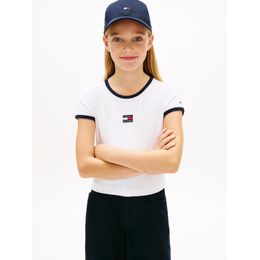 Tommy Hilfiger M&auml;dchen T-Shirt, wei&szlig;, Gr. 74, unifarben, Single Jersey, Obermaterial: 98% Baumwolle, 2% Elasthan, Shirts, Kinder bis 16 Jahre, mit