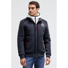 CAMP DAVID Herren Outdoorjackeblau navy melange, Gr. 4XL, bedruckt, bestickt, Strick, Material Oberstoff: 80% Polyester, 15% Polyacryl, 5% Wolle,