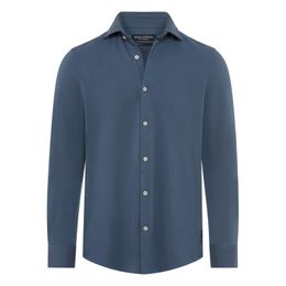 Marc O'Polo MARC O'POLO Herren Langarmhemd, blau, Gr. XXL, Piqu&eacute;, Obermaterial: 100% Baumwolle, Hemden, Shaped Fit, mit feiner Piqu&eacute;-Struktur