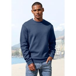 John Devin Herren Sweatshirt "aus Struktur-Qualit&auml;t, relaxed fit", blau, Gr. L, unifarben, Obermaterial: 83% Baumwolle, 16% Polyester, 1% Elasthan,