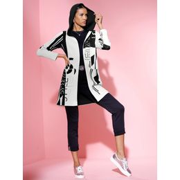 CR&Eacute;ATION L CREATION L Damen Longstrickjackeecru, schwarz, gemustert, Gr. 36, gemustert, 45% Baumwolle, 45% Modal, 10% Polyamid, Strickjacken