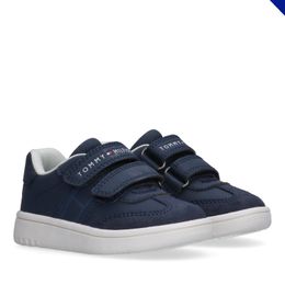 Tommy Hilfiger M&auml;dchen Sneaker, Gr. 27, blau, Lederimitat, Schuhe, Freizeitschuh, Halbschuh, Klettschuh im Retro Look