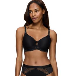 Triumph Damen Minimizer-BH "Wild Azalea Florale", Gr. 80, schwarz, Microtouch, Obermaterial: 77% Polyamid, 20% Elasthan, 3% Polyester, bestickt,