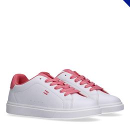 Tommy Hilfiger Damen Sneaker, Gr. 37wei&szlig;, koralle, Lederimitat, Schuhe, Schn&uuml;rschuh, Halbschuh, Capsule Sneaker mit farblicher Logoverzierung