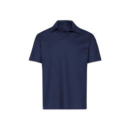 TRIGEMA Herren Poloshirt "TRIGEMA Oversized Poloshirt ohne Knopfleiste in Waffeloptik", blau, Basic, Gr. XL, Piqu&eacute;, 100% Baumwolle, Shirts