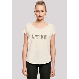 F4NT4STIC Damen T-Shirt "Valentinstag Love Pink", beige, Gr. XS, Obermaterial: 100% Baumwolle, Shirts, Print