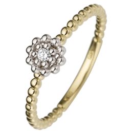 Jobo Damen Diamantring "Ring Goldring Blume", 50, SI = kleine Einschl&uuml;sse, Diamanten Gelbgold 585 Wei&szlig;gold 585gelbgold 585, Diamanten, Gelbgold 585,