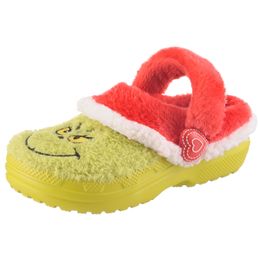 Clog Crocs "Kid's The Grinch Classic Lined Clog", M&auml;dchen, Gr. 32, bunt (rot gr&uuml;n), Croslite&trade;, Textil, festlich, Schuhe Clog, Hausschuh, Weihnachtsschuh mit Grinch Motiv