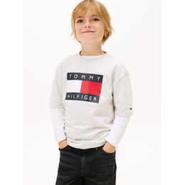 Tommy Hilfiger Jungen T-Shirtlight grau heather, Gr. 8, meliert, Single Jersey, Obermaterial: 100% Baumwolle, Shirts, Regular fit, f&uuml;r Kinder bis 16