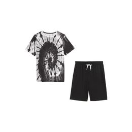 bonprix M&auml;dchen T-Shirt "T-Shirt und Jersey-Bermuda (2-tlg.Set) aus reiner Baumwolle", schwarz, Gr. 176, Obermaterial: 100% Baumwolle, Shirts,