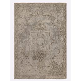 Teppich HEINE HOME Gr. 1, grau, beige, B:60cm H:5mm L:95cm, Baumwolle, Kunstfaser, Polyester, Teppiche, Teppich