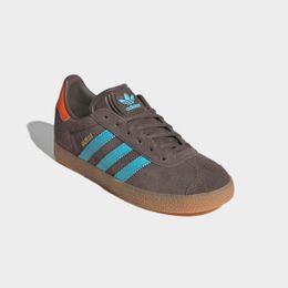M&auml;dchen Sneaker "GAZELLE", adidas originals, Gr. 38cargo braun, blau glow, impact orange, Leder, Synthetik, Schuhe, f&uuml;r Kinder und Jugendliche
