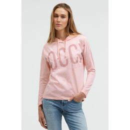 SOCCX Damen Kapuzenshirtpearl rose, Gr. XXL, Glitzermuster, bedruckt, Material: 100% Baumwolle, Shirts, mit &uuml;berschnittenen Schultern