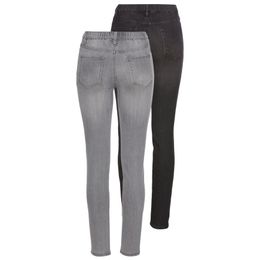 Arizona Damen Jeansjeggingsblus, grus, Basic, Gr. 44, clean, Jeans, Obermaterial: 80% Baumwolle, 19% Polyester, 1% Elasthan, Jeans, enge Passform,