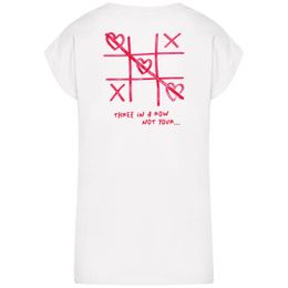 MISS TEE Damen T-Shirt "Miss Tee Three In A Row Ladies Extended Shoulder Tee", wei&szlig;, Gr. S, bedruckt, 100% Baumwolle, Shirts