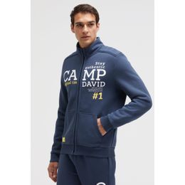 Sweatjacke CAMP DAVID, Herren, Gr. 4XL, harbour blau, Material: 65% Baumwolle, 35% Polyester, bedruckt, bestickt, relaxed fit normal, hoch geschlossener Ausschnitt, eingesetzt Rippb&uuml;ndchen, Sweatjacken Sweatjacke, mit Stehkragen