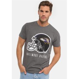 Recovered Damen T-Shirt "NFL Ravens Helmet Dark Core", grau, Gr. S, bedruckt, 80% Polyester, 20% Baumwolle, Shirts, f&uuml;r alle Fans der Baltimore Ravens
