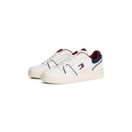Tommy Jeans Herren Sneaker "TJM RETRO BASKET", Gr. 40wei&szlig;, rot, blau, Leder, Lederimitat, Schuhe, Freizeitschuh, Halbschuh, Schn&uuml;rer mit Lochmuster