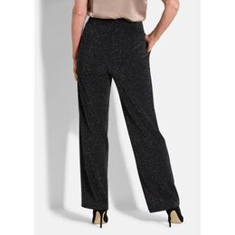 GOLDNER Damen Schlupfhose "Gl&auml;nzende, weite Jerseyhose VERA", schwarz, Gr. 40, Obermaterial: 95% Polyester PES. 5% Elasthan EL., Hosen,