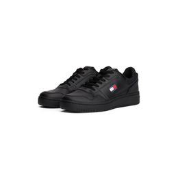 Tommy Jeans Herren Sneaker "TJM RETRO BASKET", Gr. 42schwarz, Leder, Lederimitat, Schuhe, Freizeitschuh, Halbschuh, Schn&uuml;rer mit Lochmuster