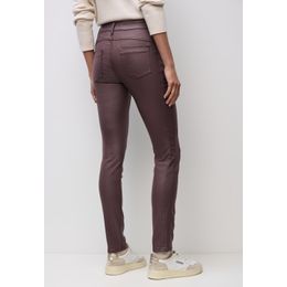 Street One Damen Lederimitathosevelvet berry, Gr. 36, unifarben, Stoff, 79% Viskose, 18% Nylon, 3% Elasthan, Hosen, Middle Waist