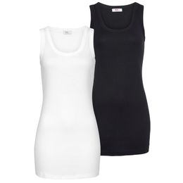 Flashlights Damen Tanktop, wei&szlig;, Basic, Gr. 32, unifarben, Feinripp, Obermaterial: 100% Baumwolle, Tops, sehr figurbetonte Passform, aus Baumwolle,