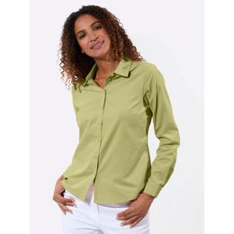 Casual Looks Damen Hemdbluse, gr&uuml;n, Gr. 46, unifarben, 100% Baumwolle, Blusen