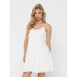 Only Damen Tr&auml;gerkleid "ONLHELENA &ndash; Tr&auml;gerkleid aus Baumwolle f&uuml;r den Sommer", wei&szlig;, Gr. 40, unifarben, Web, Obermaterial: 100% Baumwolle, Kleider,