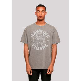 F4NT4STIC Damen T-Shirt "Stranger Things Hawkins Grey Tiger Netflix", grau, Gr. S, Obermaterial: 100% Baumwolle, Shirts, Premium Qualit&auml;t