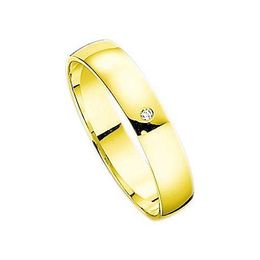 Firetti Damen Trauring "Schmuck Geschenk Gold Hochzeit Ehering Trauring "LIEBE"", 18, 0,01 SI = kleine Einschl&uuml;sse mit Brillant, Gelbgold 585, 4mm,