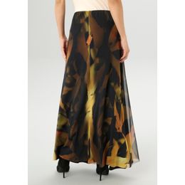 Damen Maxirock, schwarz, Gr. 38, Aniston SELECTED, bedruckt, gemustert, Netz, Obermaterial: 95% Polyester, 5% Elasthan. Futter: 95% Viskose, 5%