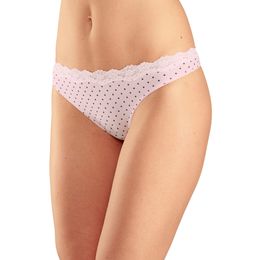 Lascana Damen String, Gr. 32, rosa, Obermaterial: 95% Baumwolle, 5% Elasthan. Spitze: 87% Polyamid, 13% Elasthan, gepunktet, gestreift, unifarben,