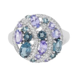 Firetti Damen Fingerring "Schmuck Geschenk Silber 925 DamenringMystic Galaxy", 19, Silber 925 (Sterlingsilber), 2,3mmsilberfarben, lila, blau,