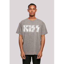 F4NT4STIC Damen T-Shirt "Kiss Rock Band Vintage Logo", grau, Gr. S, Obermaterial: 100% Baumwolle, Shirts, Premium Qualit&auml;t, Musik, By Rock Off