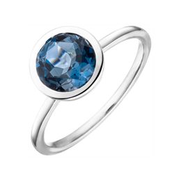 Fingerring Jobo "Ring Wei&szlig;goldring" Gr. 52, blau, Fingerringe, Damen, 52, Wei&szlig;gold 585, Fingerring, 585 Wei&szlig;gold mit Blautopas London Blue